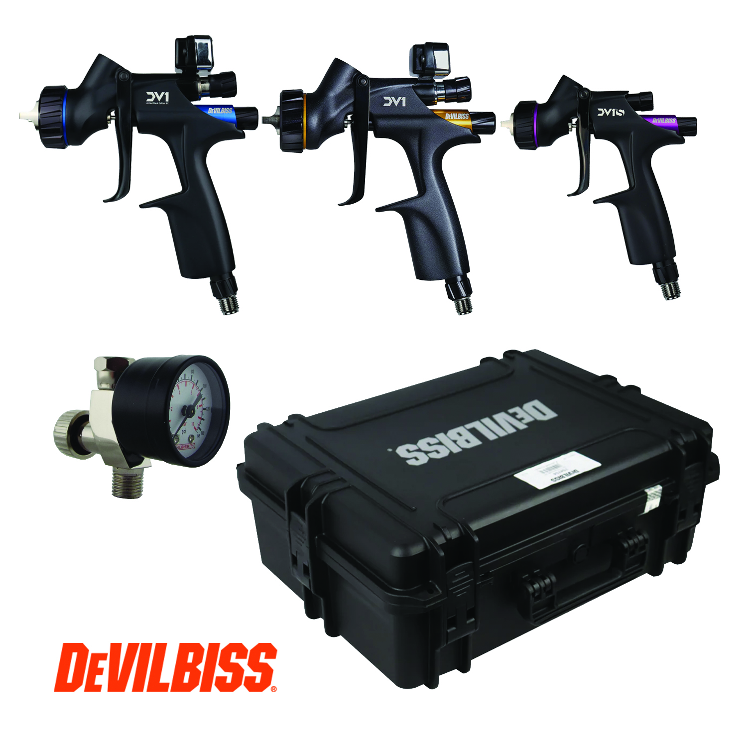 SAPE | DEVILBISS DV1 3-GUN KIT DV1 BASE DIG / DV1 CLEAR DIG